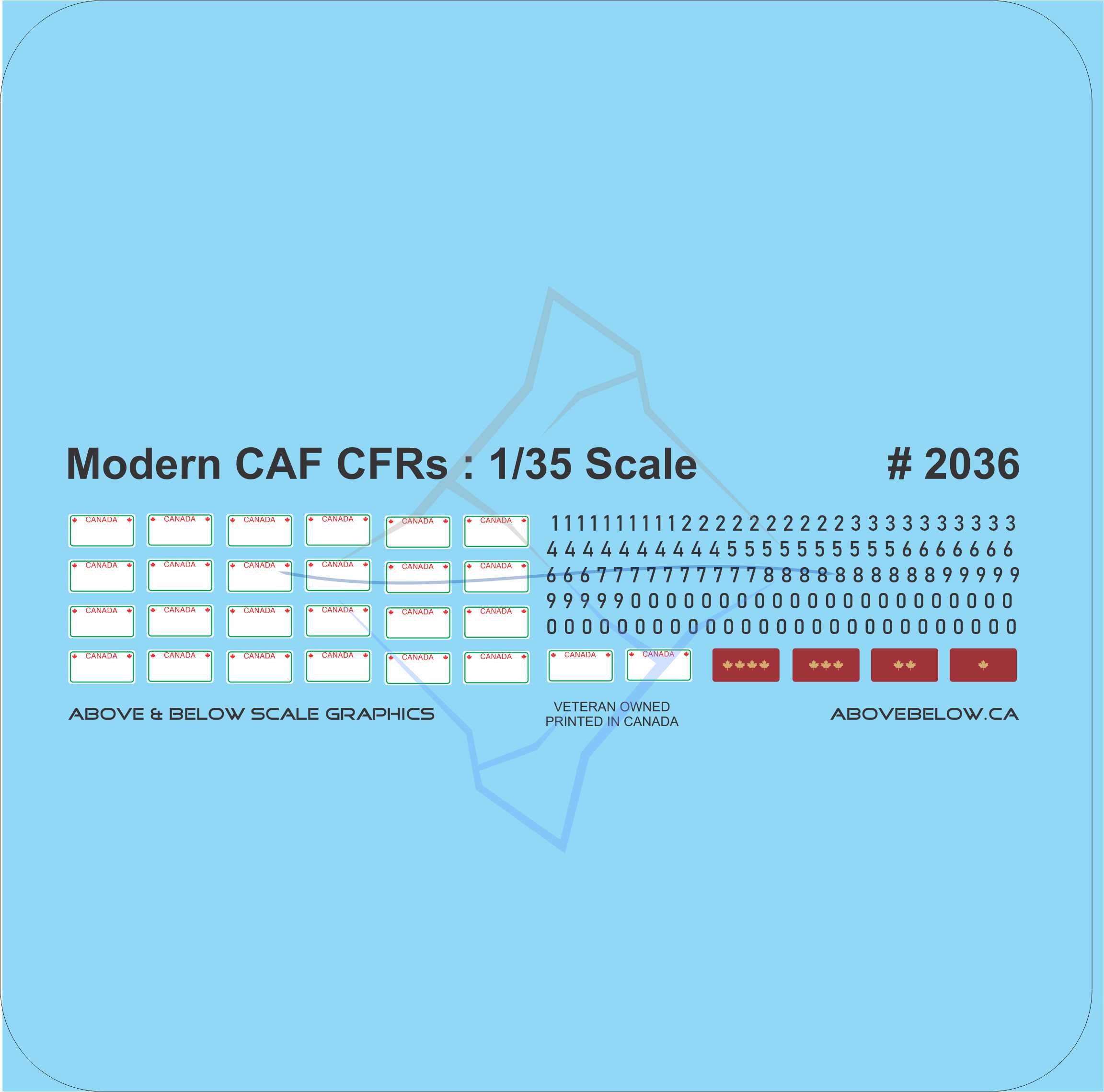 2036 - Modern "CFR" License Plates 1/35 Scale | Above & Below Graphics